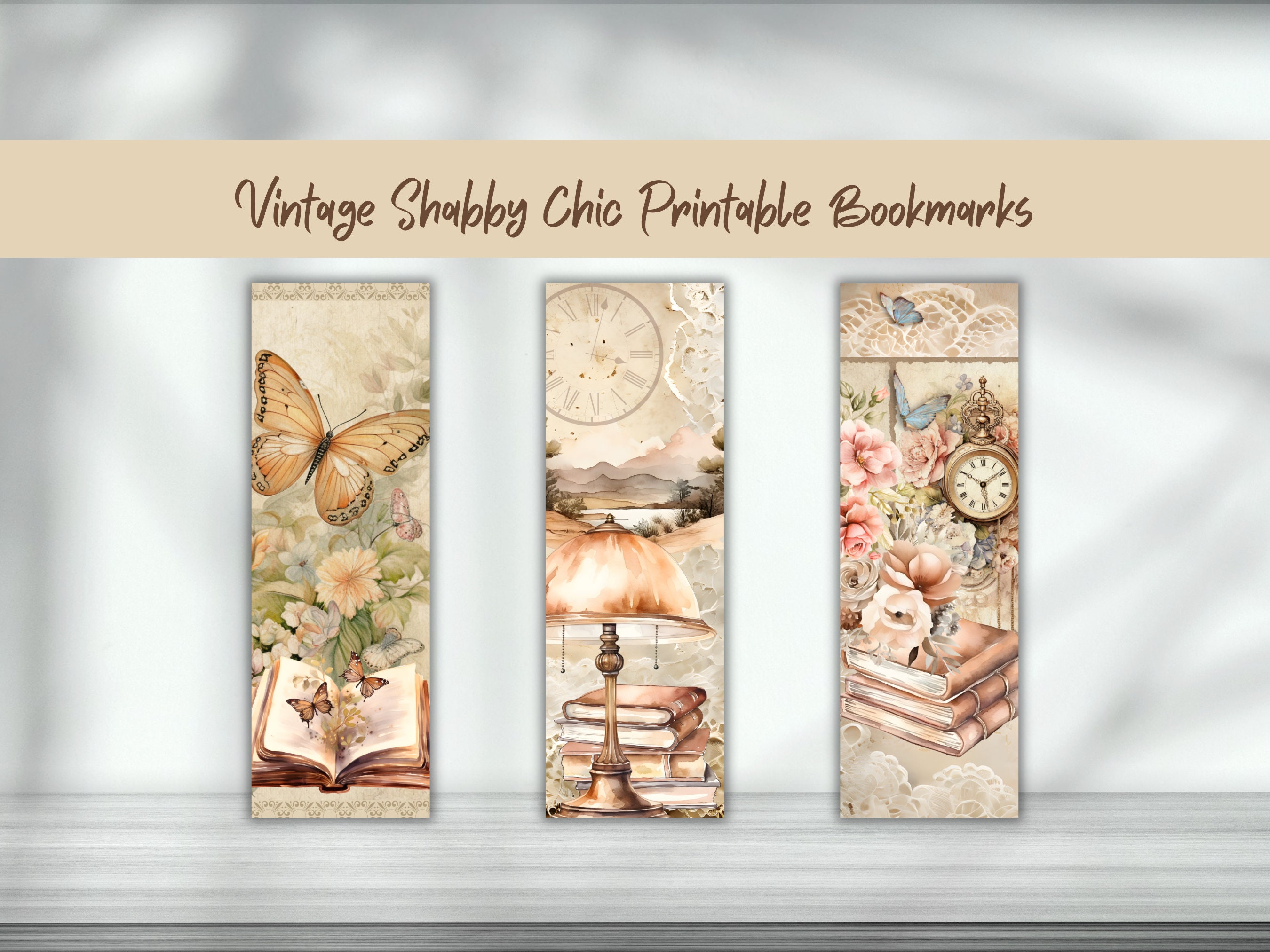 Shabby Chic Vintage Printable Bookmark Gift for Book Lover Vintage ...