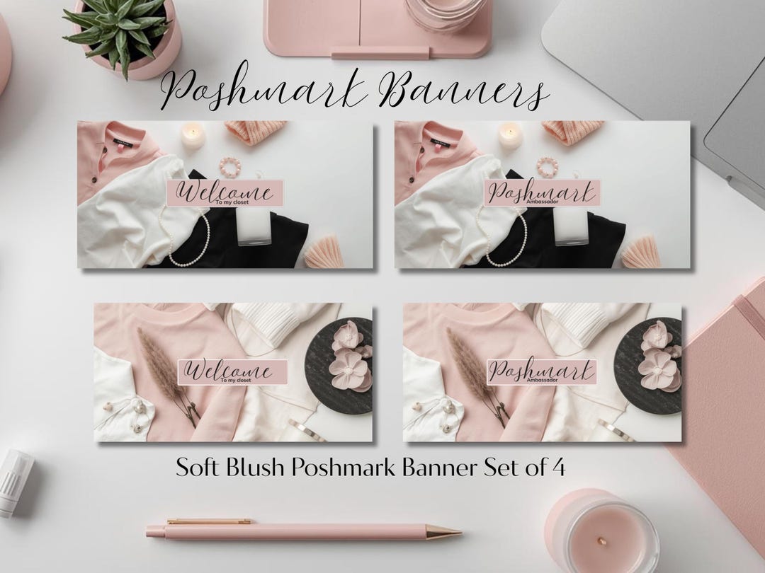 Soft Blush Poshmark Banner Set of 4 Cozy Pink Closet Banners Digital ...