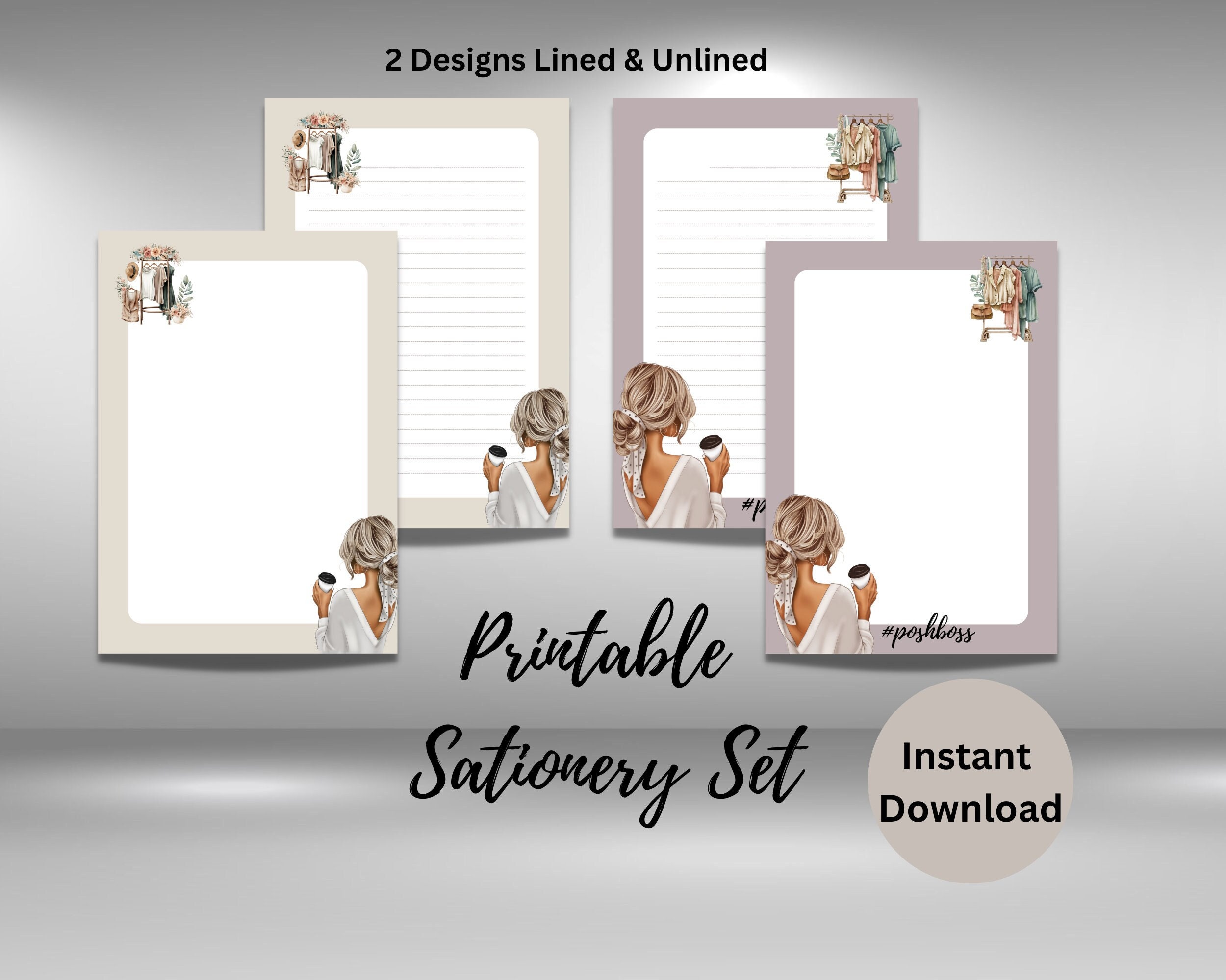 Printable Stationery Set Poshmark Seller Stationery Set Posh Boss Girl ...