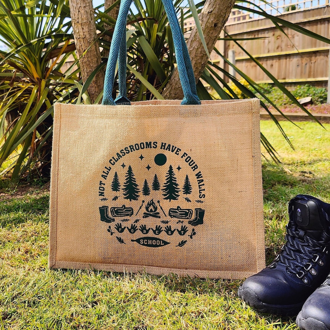 Forest School Jute Bag: Outdoor Learning Leader Large Tote | Teacher ...