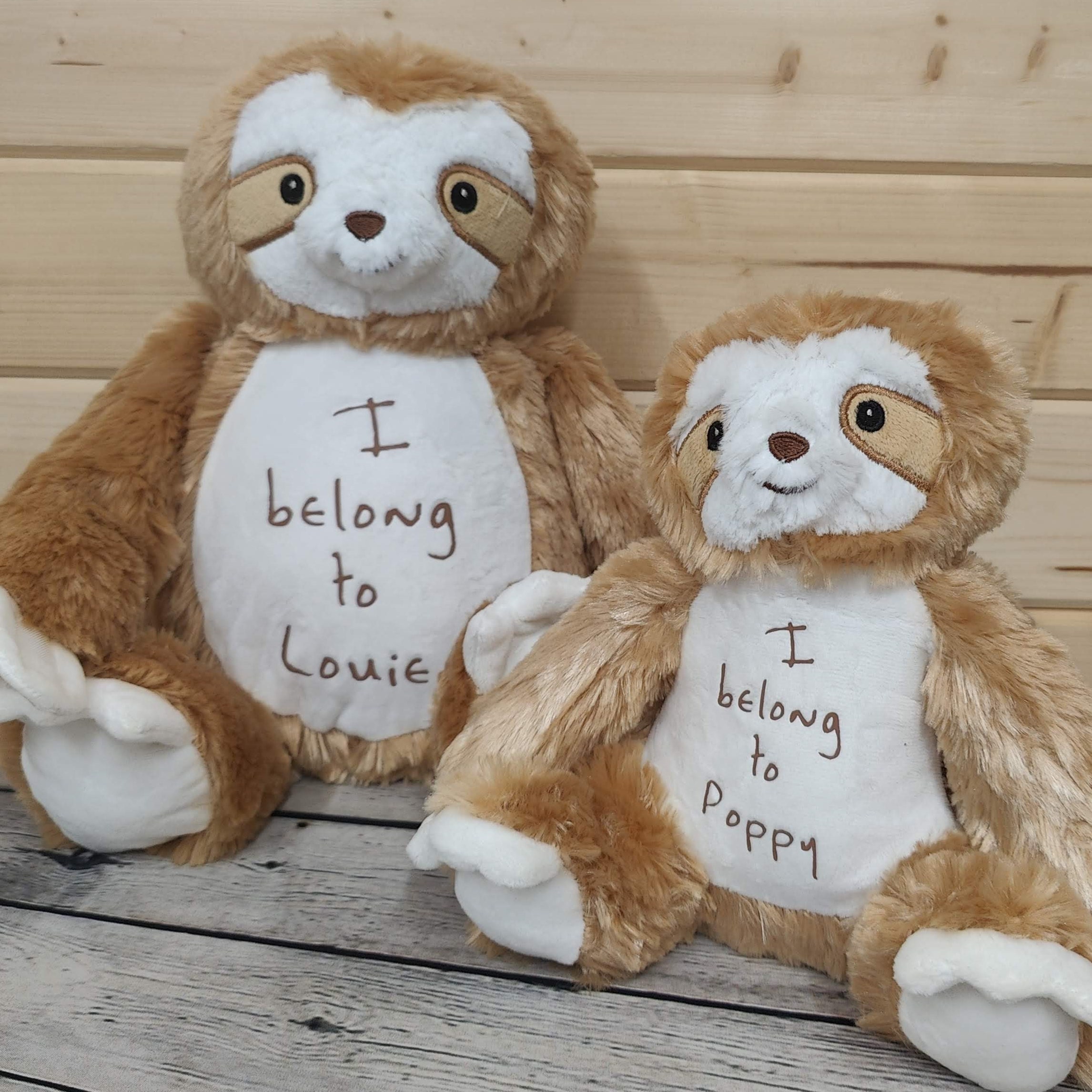 Personalised Sloth Toy Cute Fluffy Custom Print Teddy Sloth Plush Toy New Born Keepsake Birthday Christening Gift Sloth Toy Gift Etsy UK