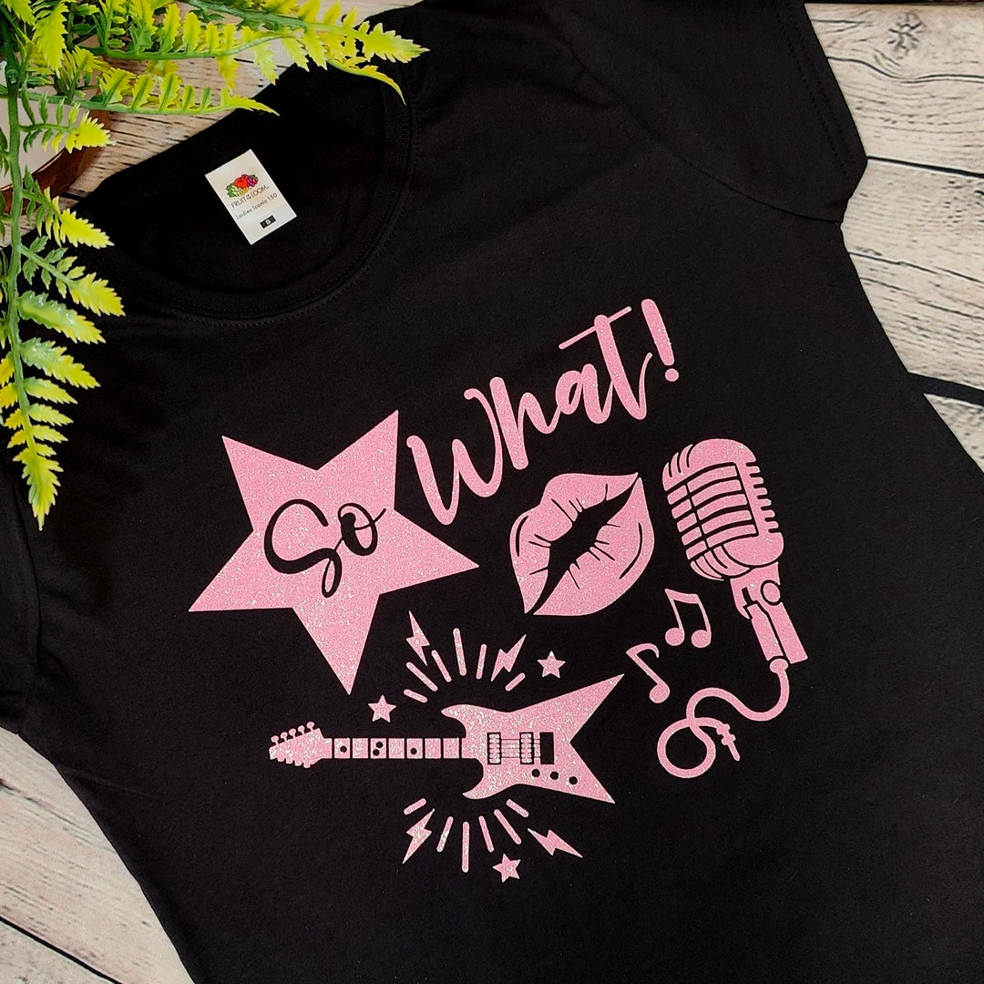 So What Pink, Graphic T-shirt Trendy Music Tee With Guitar, Microphone ...