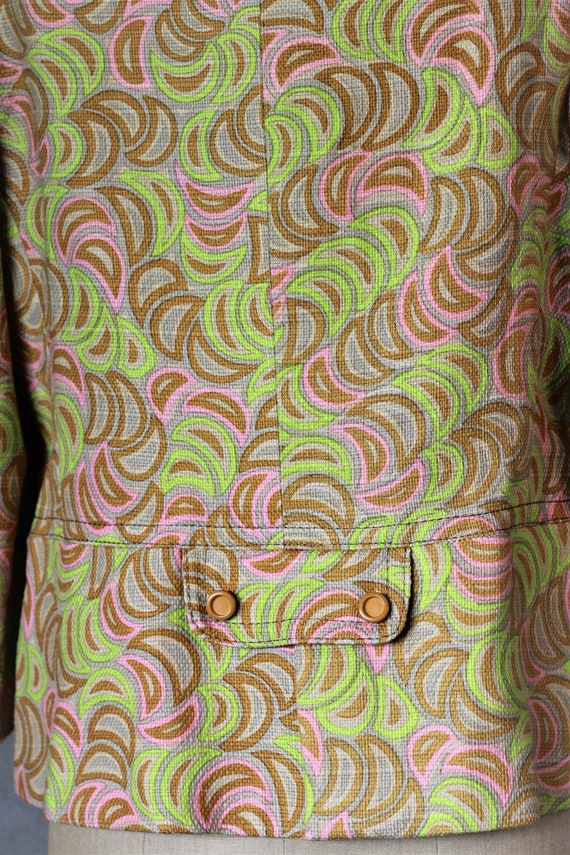 1960s Vintage Jacket - Psychedelic Green / Pink / Bei… - Gem