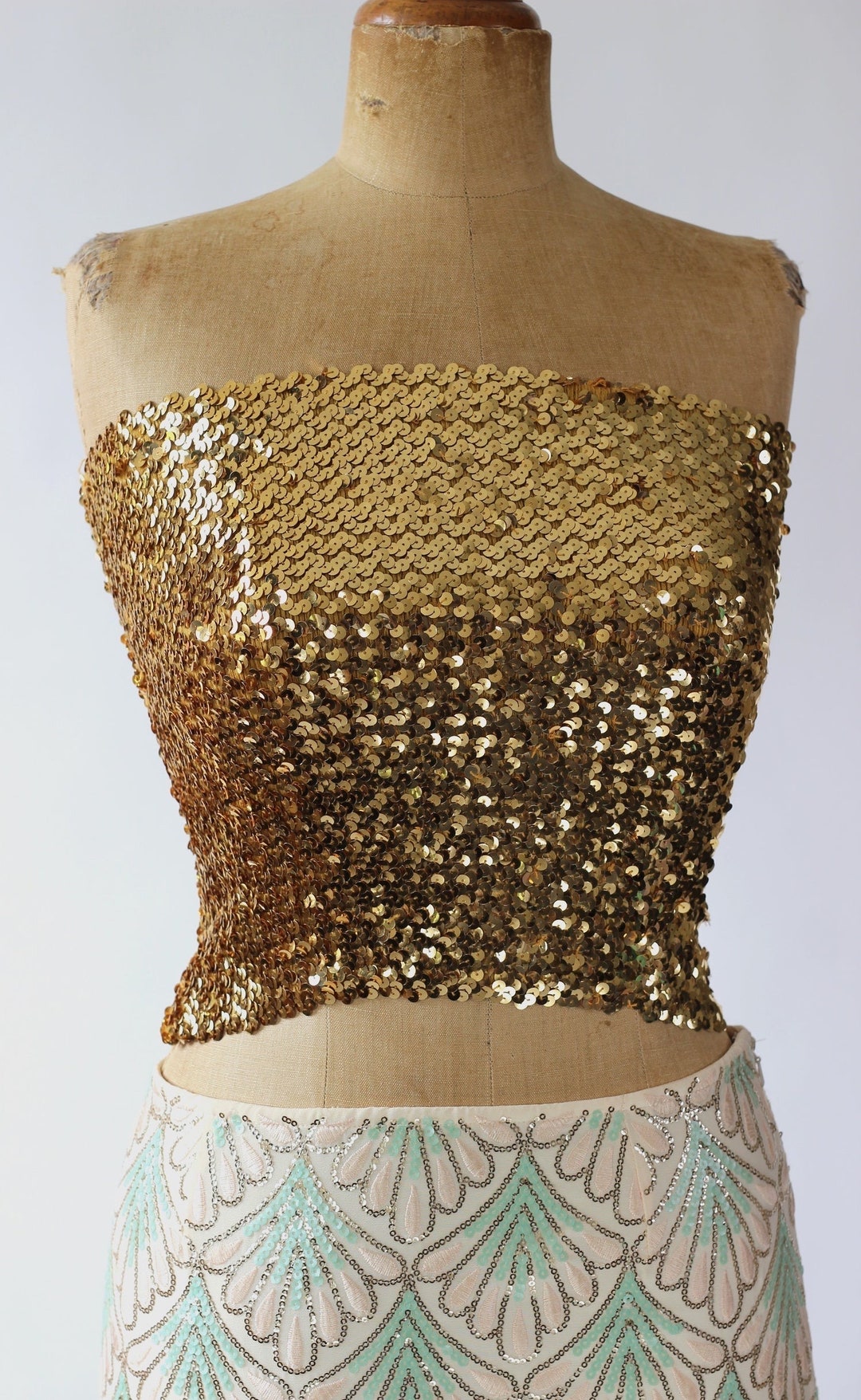 1980s Gold Sequined Tube Knit Top Made With High-quality Sequins - Etsy