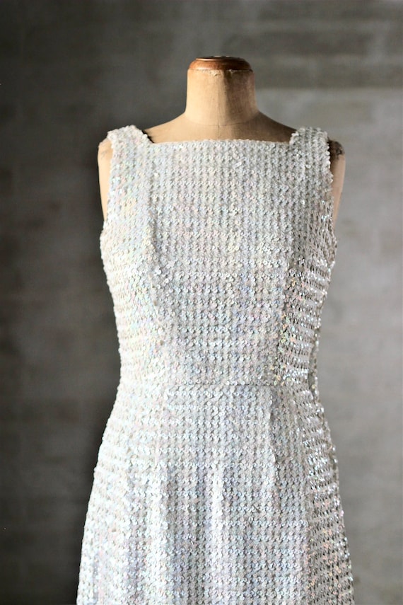 1960s Vintage White Sequins Dress - Gem