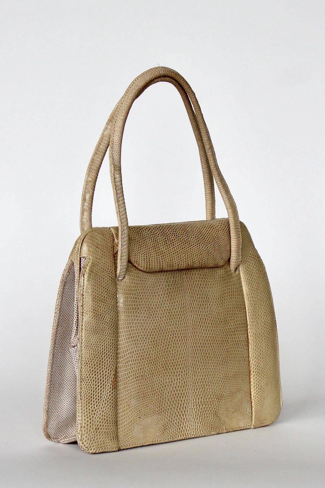 1950s Vintage Beige Lizard Top Handlebag / Purse // Susan Handbags ...