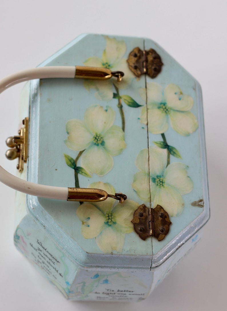1960s Pale Blue Wooden Decoupaged Box Bag/purse With White - Etsy
