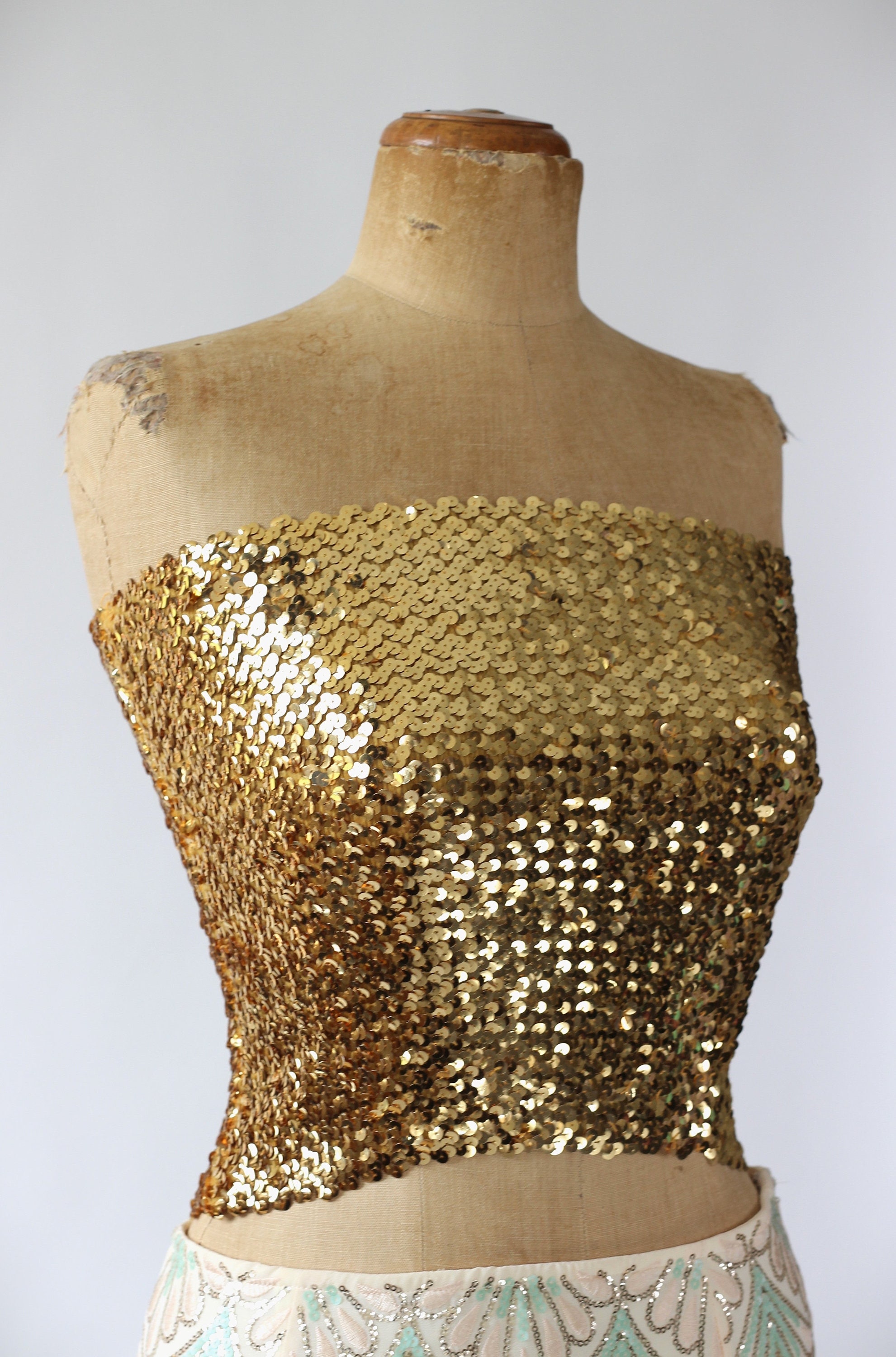 1980s Gold Sequined Tube Knit Top Made With High-quality Sequins - Etsy