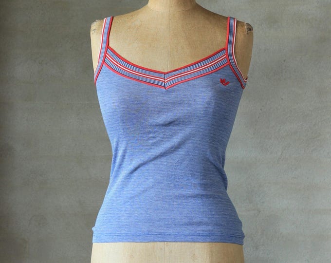 1970s Vintage Blue Jersey Fitted Tank Top // Mey, Made in Germany ...