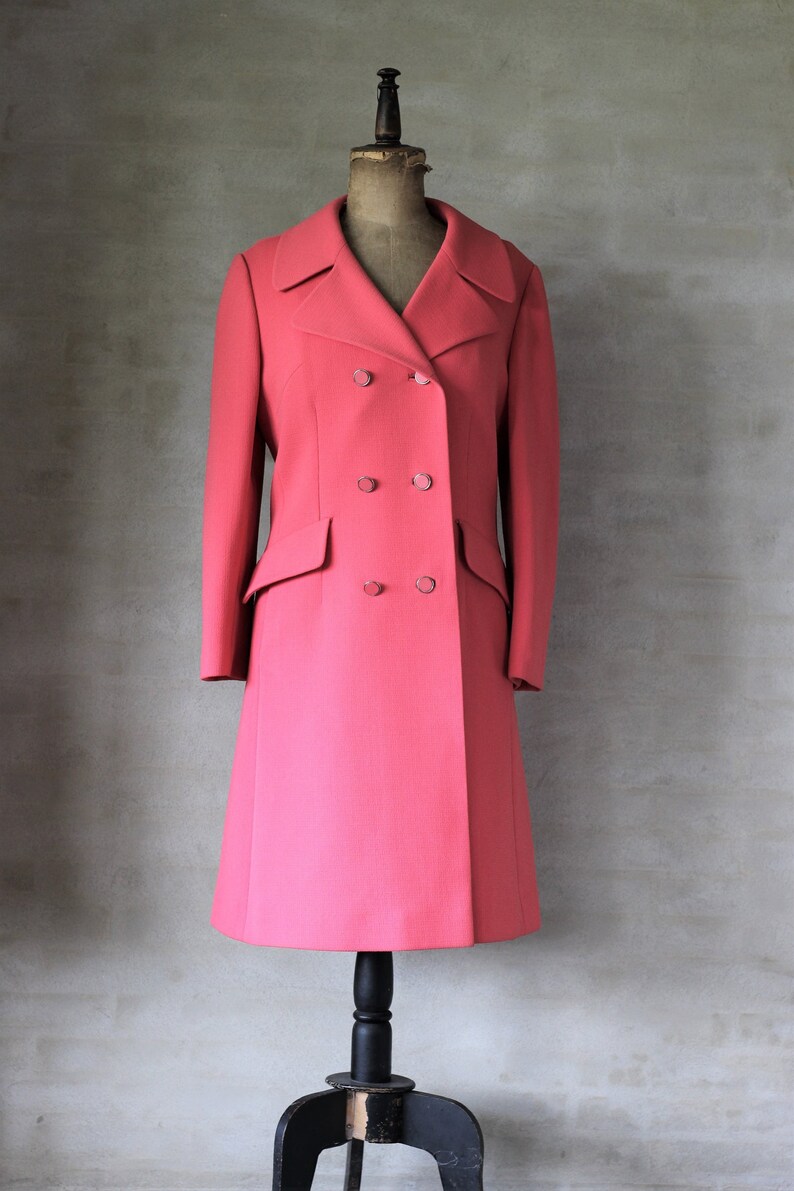 1960s Rose Pink Coat//double Breasted Mod Coat//jacob Crowley, Winnipeg ...