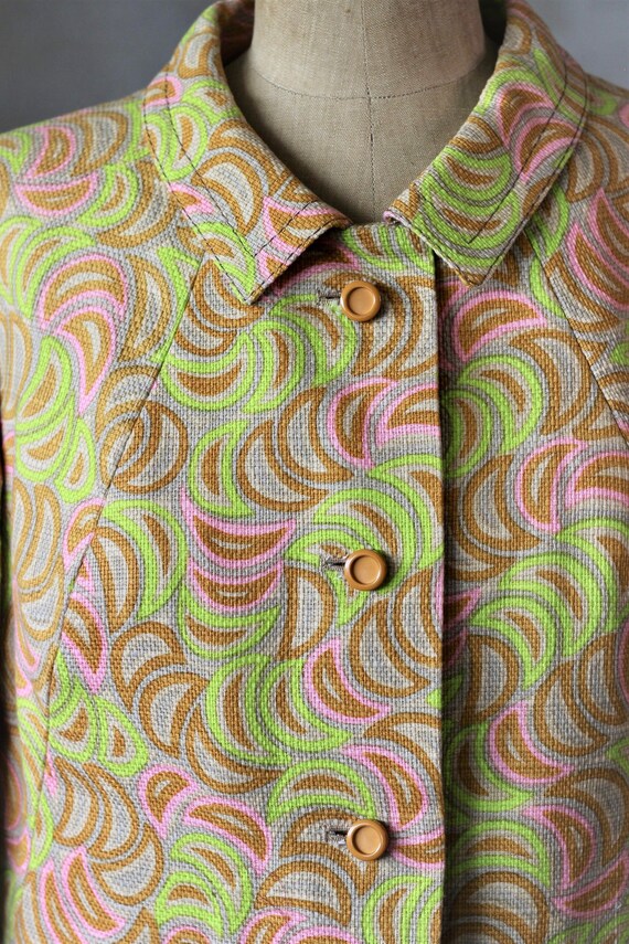 1960s Vintage Jacket - Psychedelic Green / Pink / Bei… - Gem