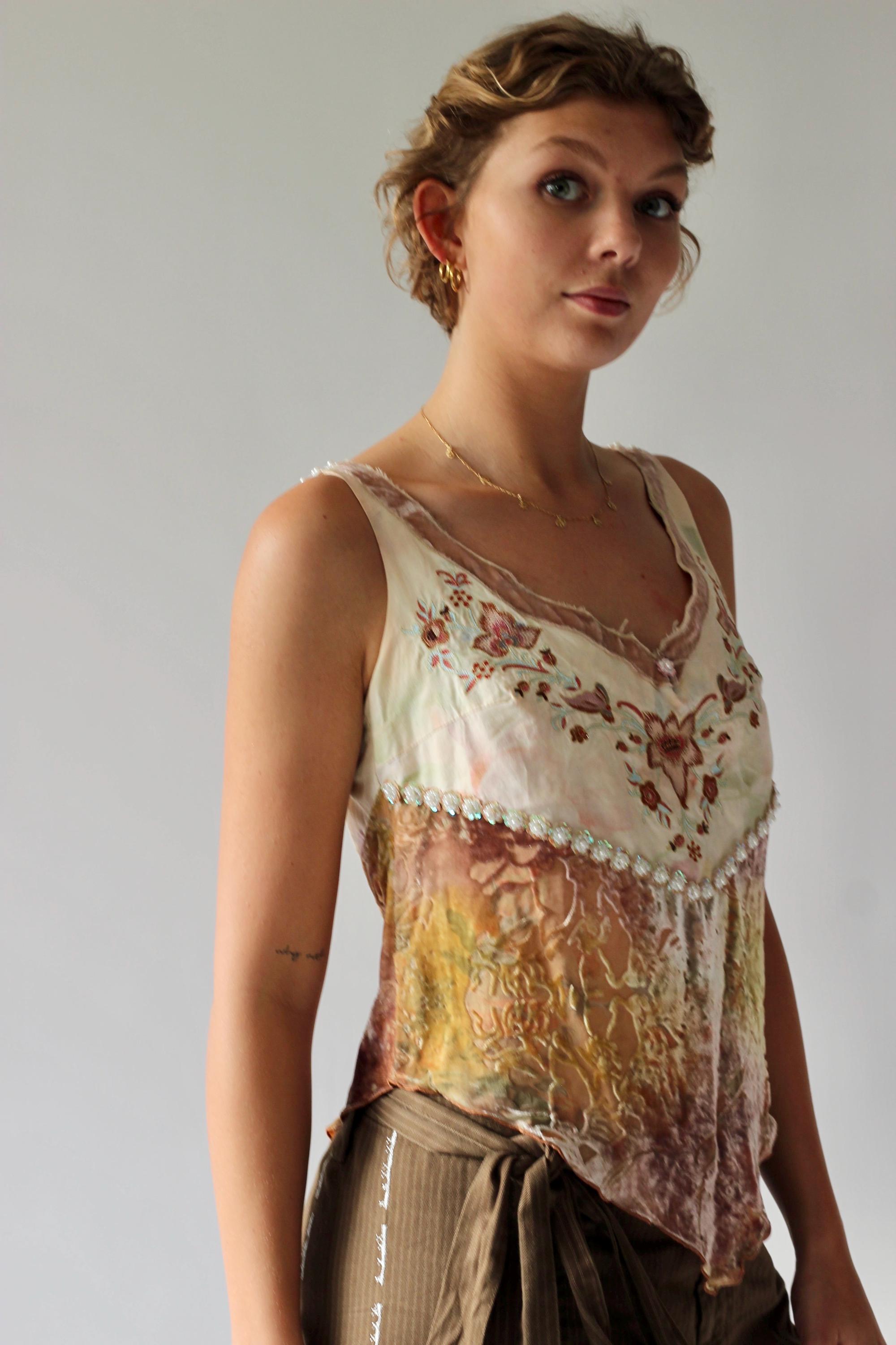 Vintage Boho Embroidered Velvet/cotton Top // Sequins and Beads ...