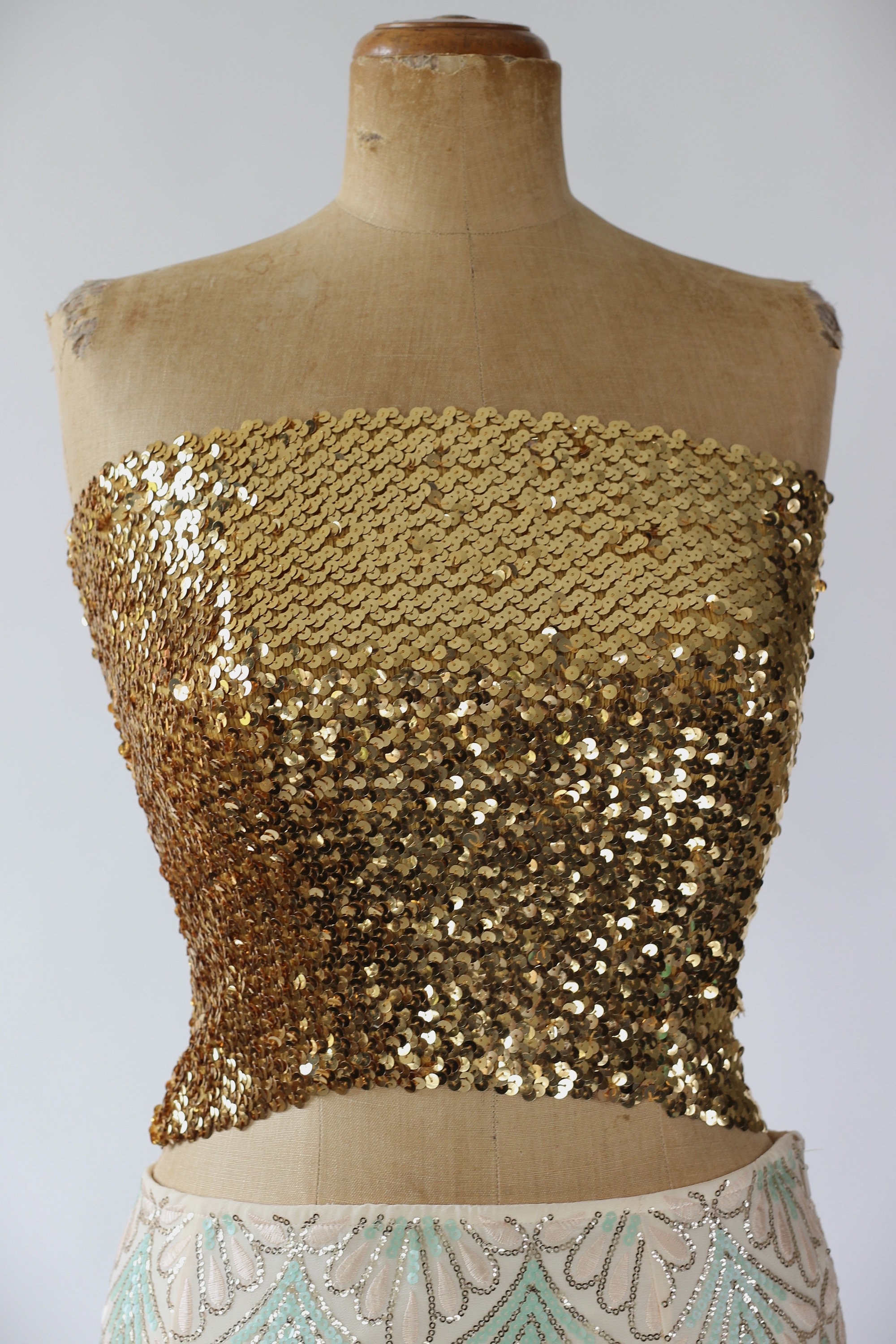 1980s Gold Sequined Tube Knit Top Made With High-quality Sequins - Etsy