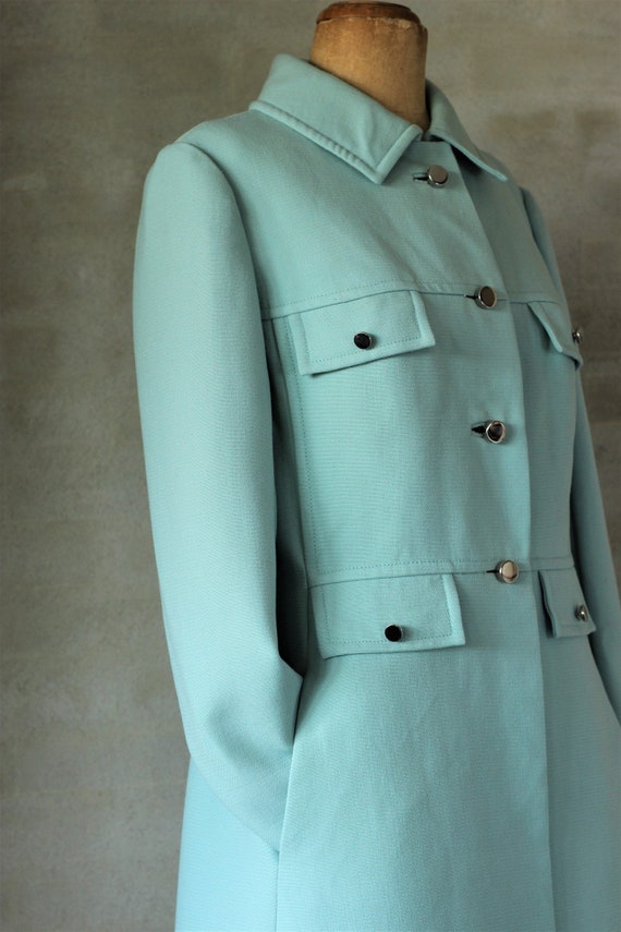 1960s mint green wool mod coat. Made in London. Size… - Gem