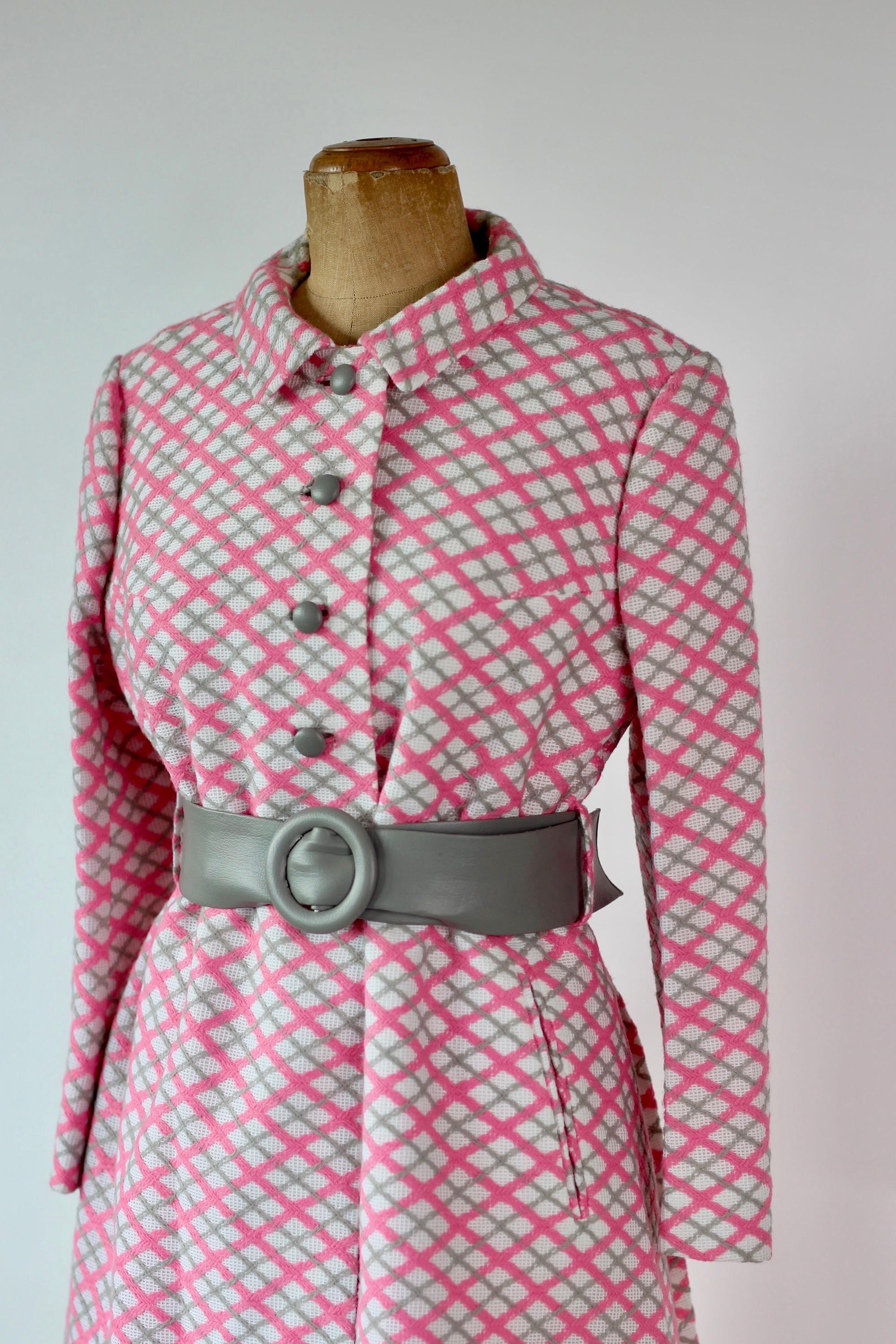 1960s Designer Mod Coat in Harlequin Pattern // Belted // Rosewin ...