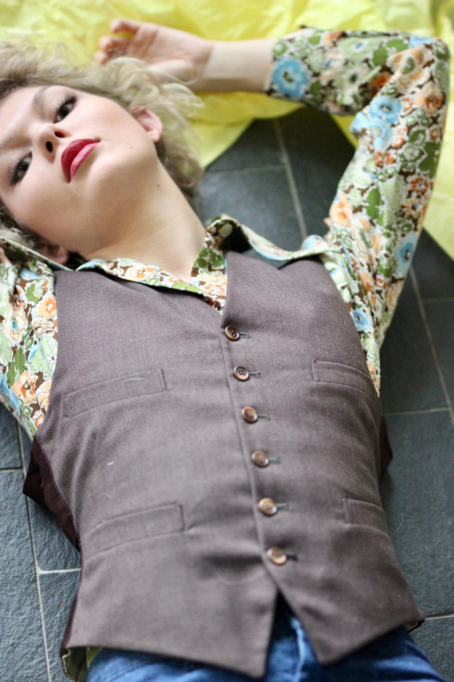 1930s Vintage Brown Modified Tailored Wool Waistcoat With Ribbon//size ...