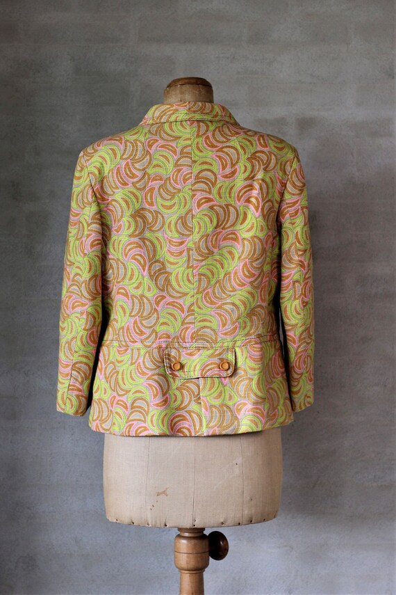1960s Vintage Jacket - Psychedelic Green / Pink / Bei… - Gem