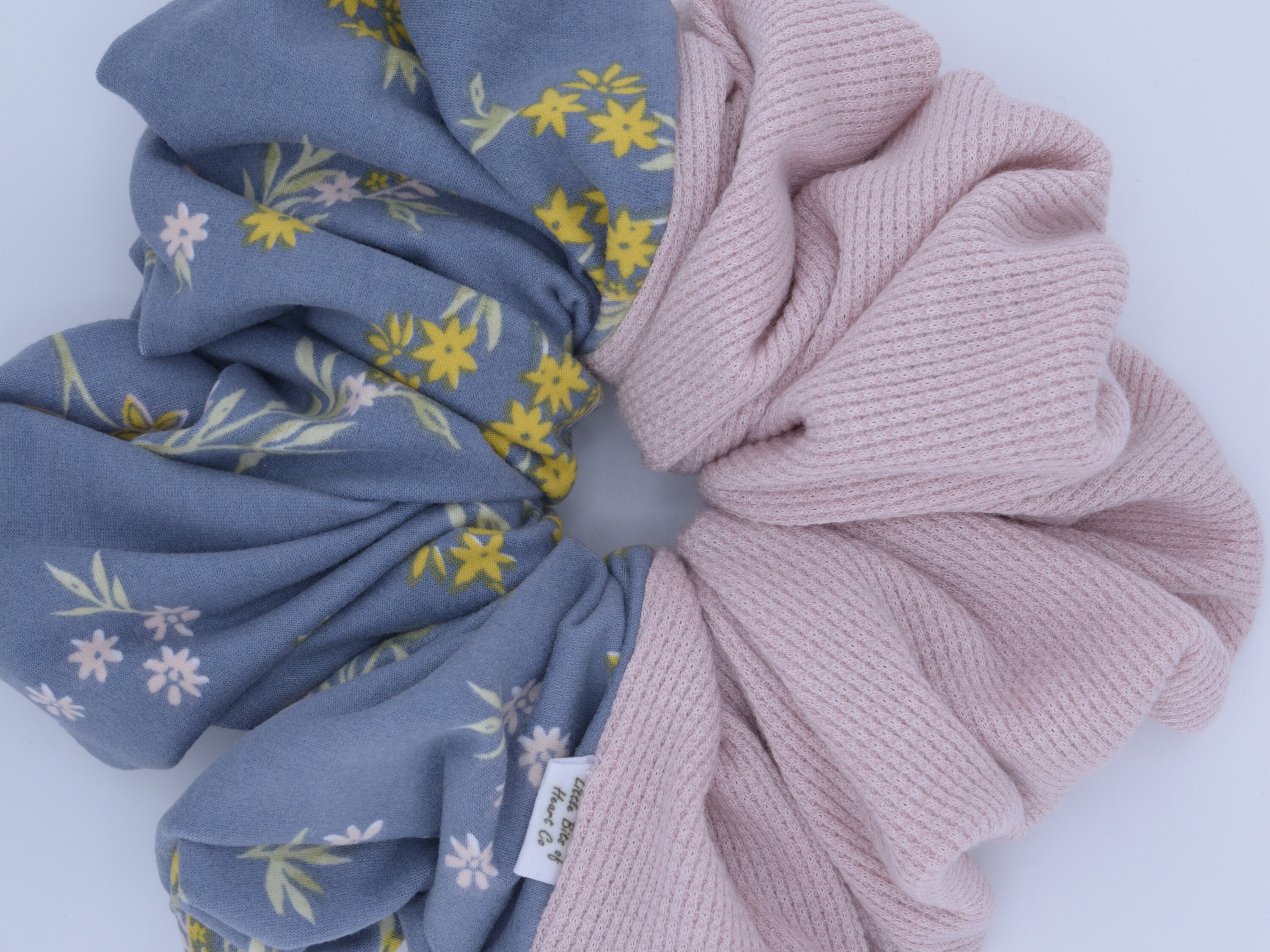 Pink and Blue Cozy Oversized Extra Large Scrunchie Half Dusty Rose Pink ...