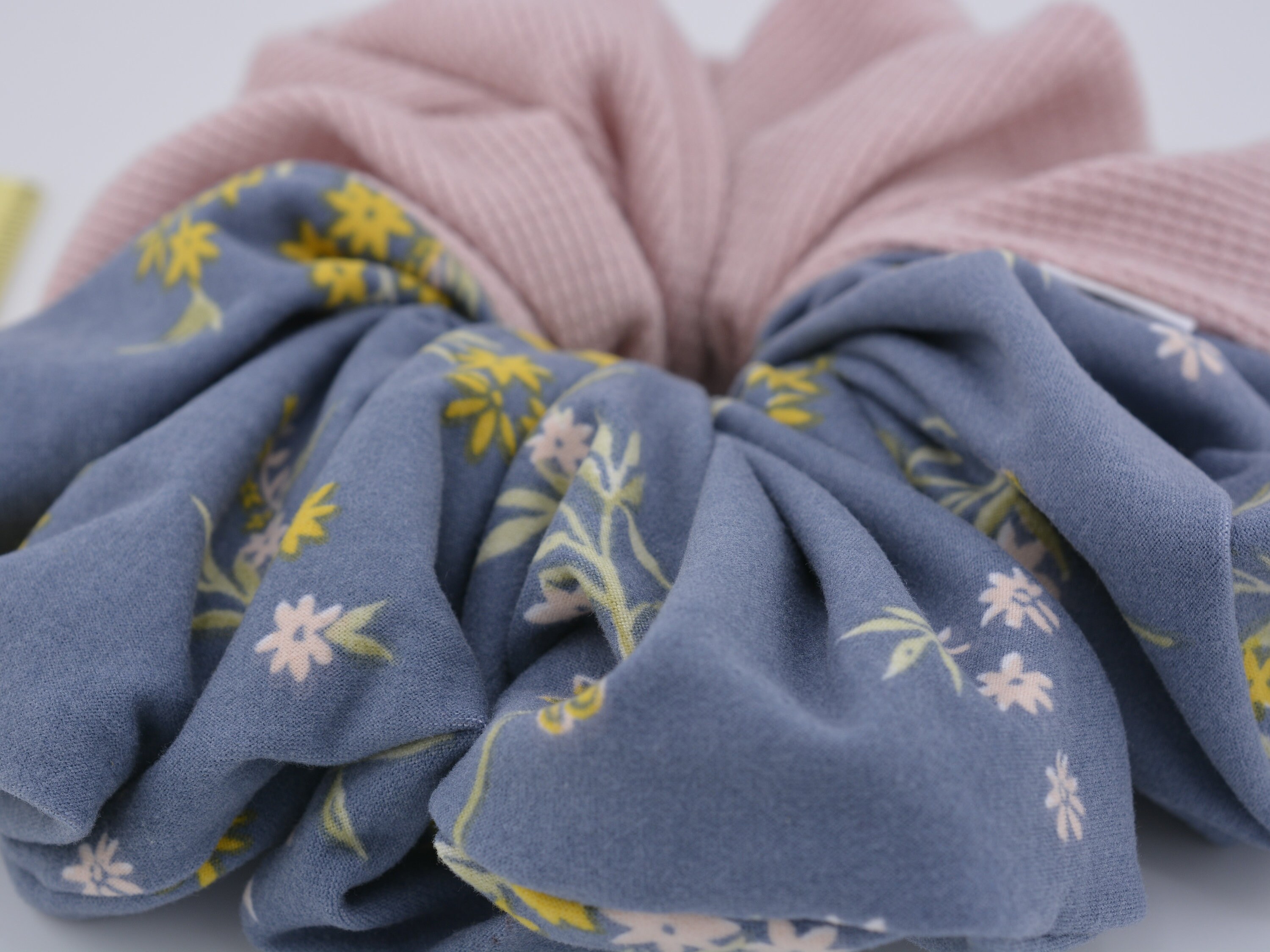 Pink and Blue Cozy Oversized Extra Large Scrunchie Half Dusty Rose Pink ...