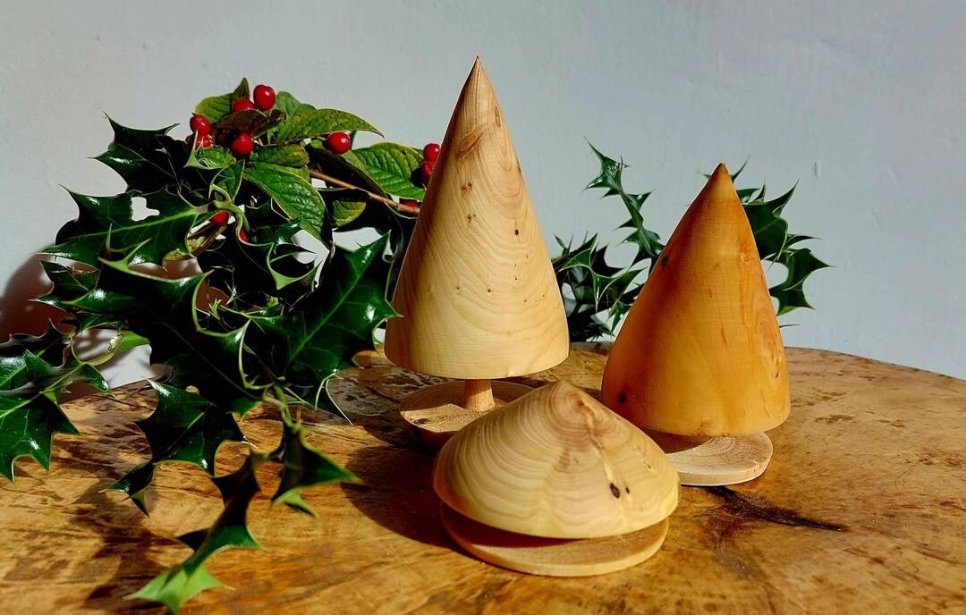 Wooden Turned Trees-turned Wooden Trees-christmas Decor-artisan Turned ...