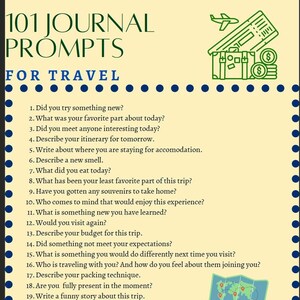 101 TRAVEL JOURNAL PROMPTS- Ready to Download, Digital Link, - Etsy
