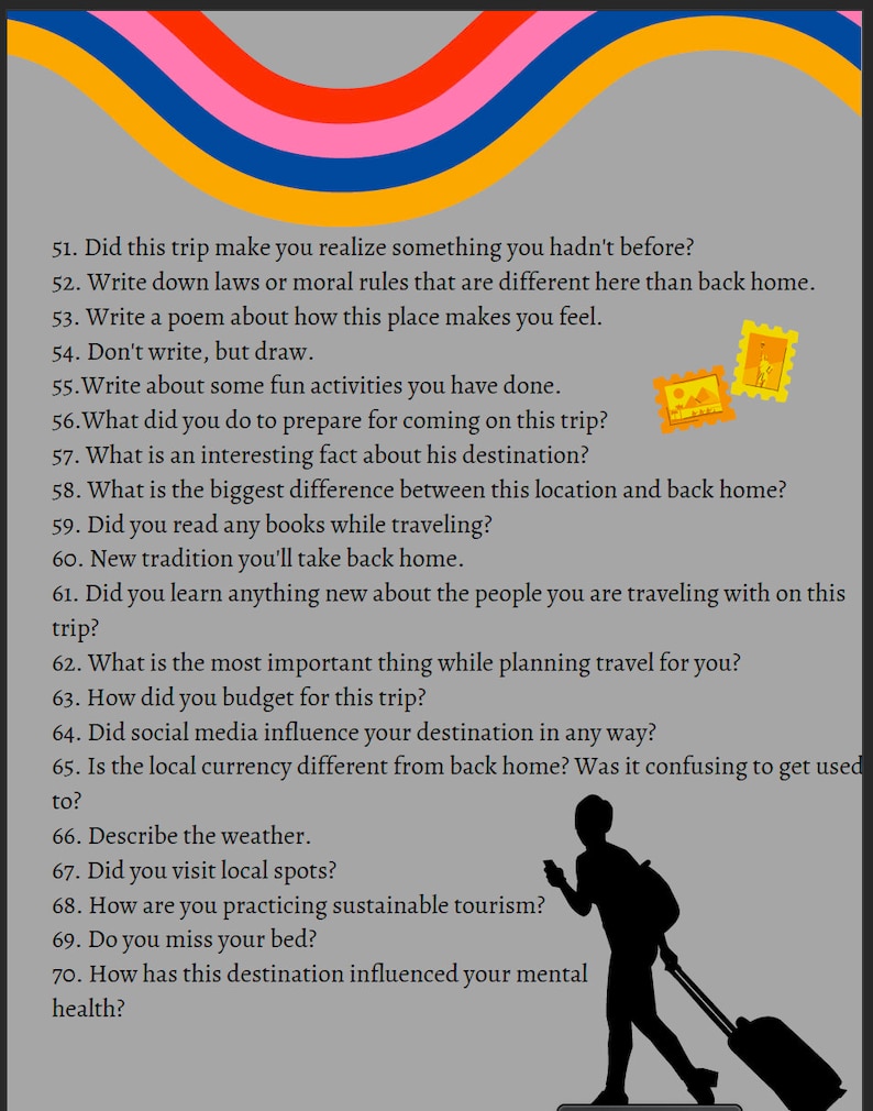 101 TRAVEL JOURNAL PROMPTS- Ready to Download, Digital Link, - Etsy