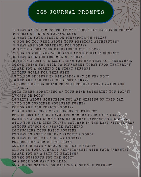 365 JOURNAL PROMPTS Digital Link Template Ready-to - Etsy