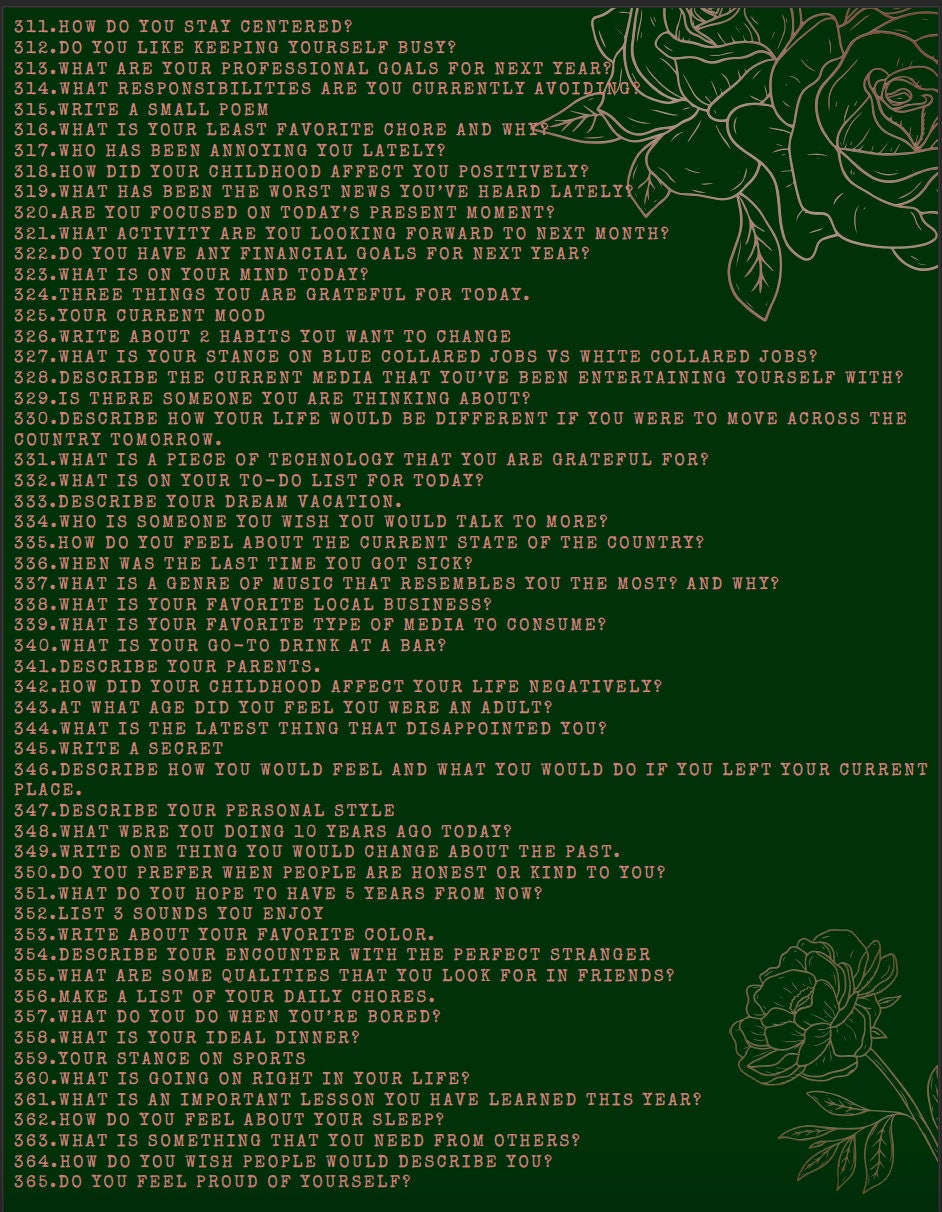 365 JOURNAL PROMPTS, Digital Link, Template, Ready-to Download, - Etsy