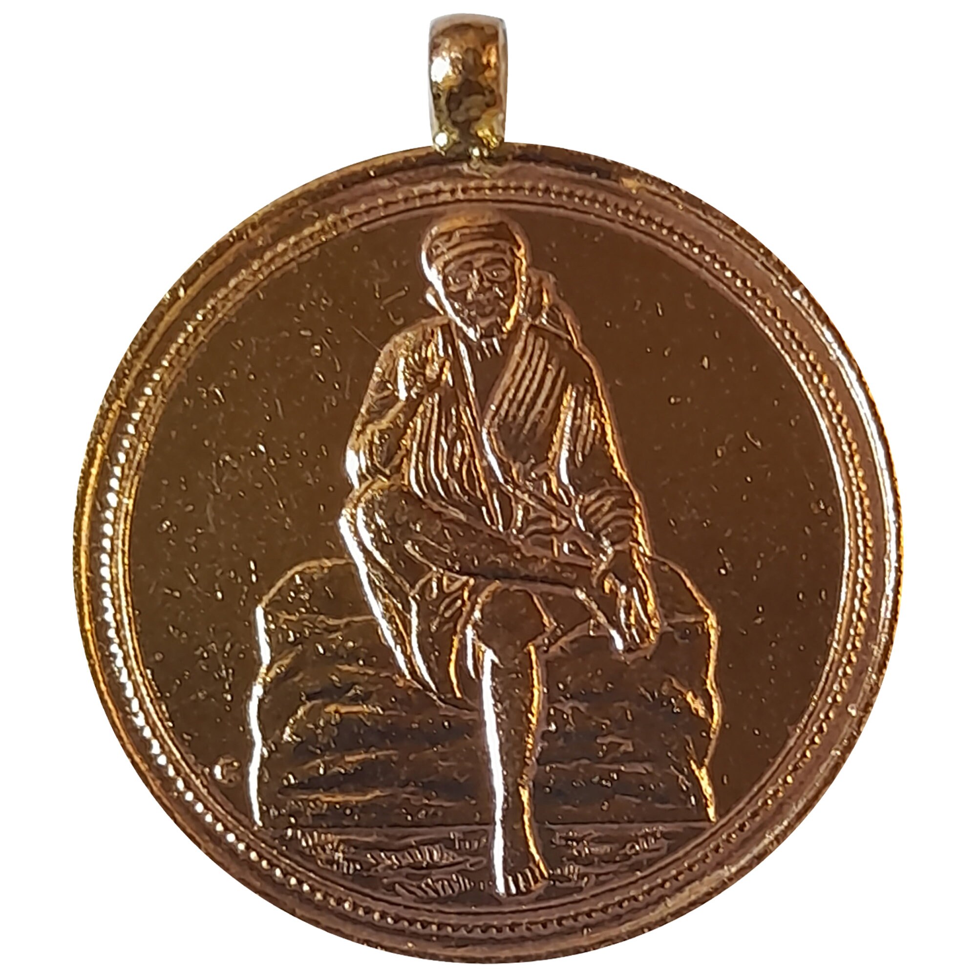 Sai Baba of Shirdi Sitting on Stone Copper Pendant Kavach Locket heavy ...