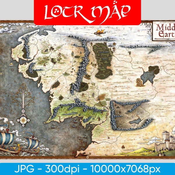 Middle Earth Map - Etsy