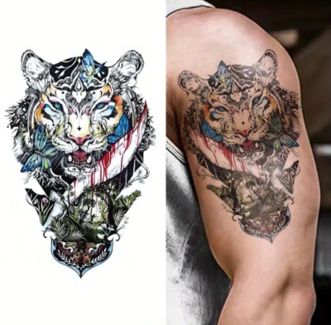 Large Size Temporary Tattoos Fake Body Art Waterproof Stickers for Men ...