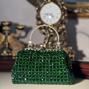 Green Crystal Bag. Handmade Bead Bags.beaded Bags. Beaded Bags. Crystal ...