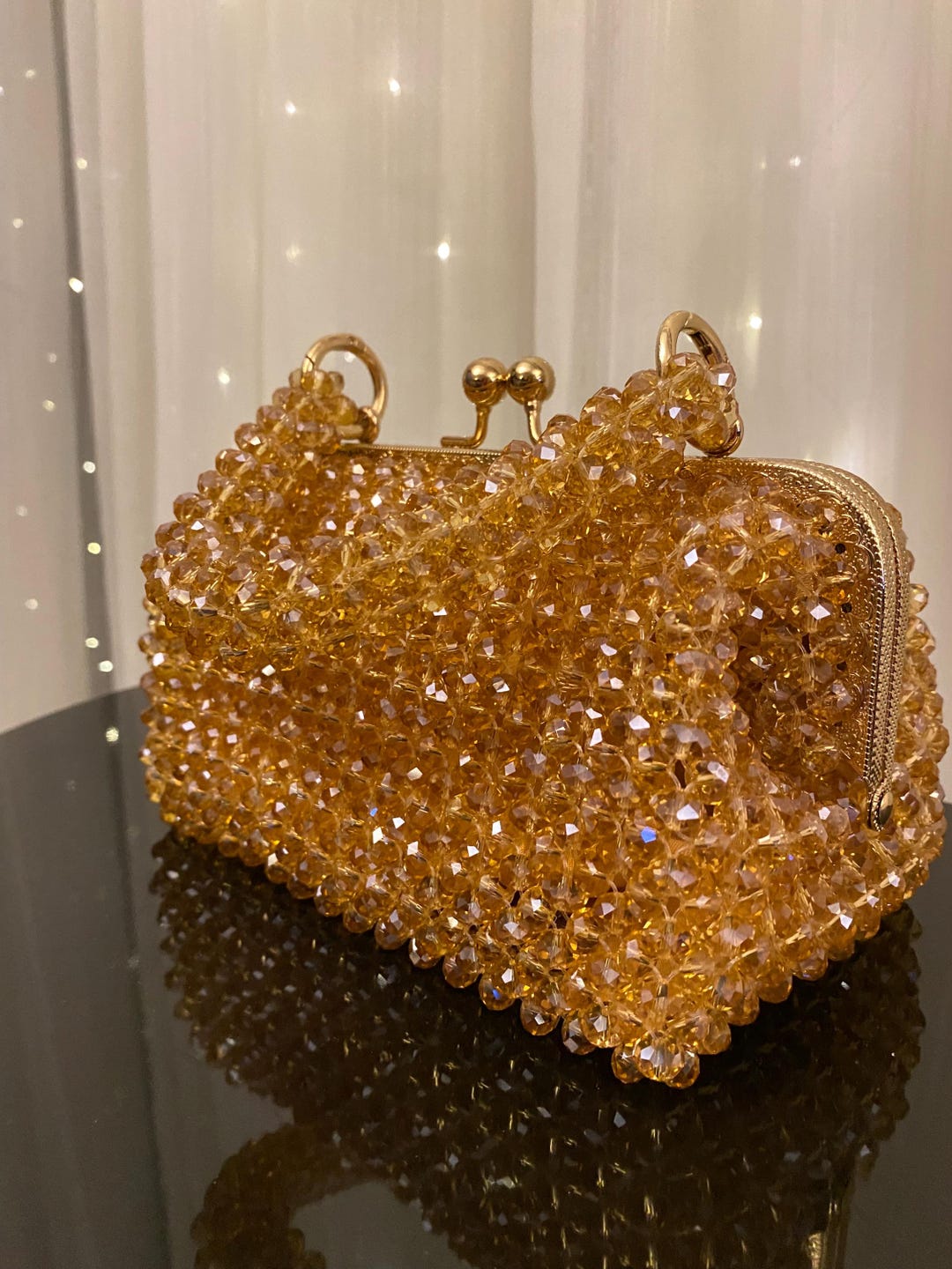Gold Bag. Handmade Bead Bags.beaded Gold Bags. Beaded Bags. Crystal ...
