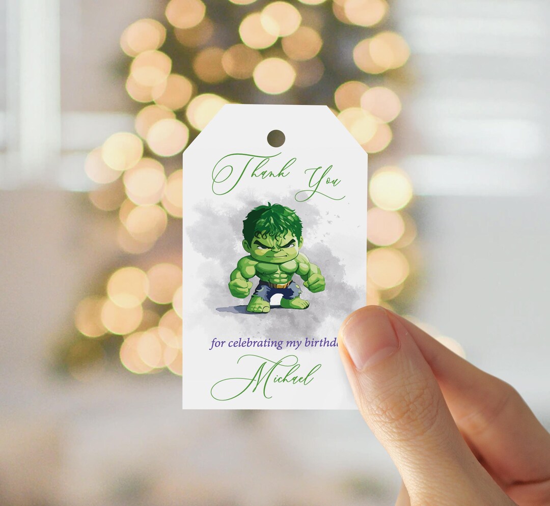 Hulk Birthday Favor Tag: Editable Thank You Tag (digital Download) - Etsy
