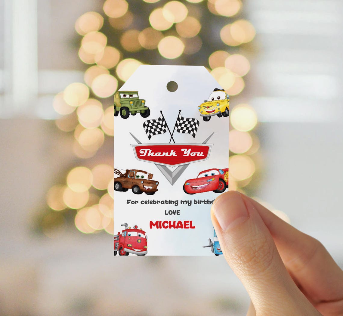 Cars Birthday Favor Tags: Editable Thank You Gift Tags (digital ...