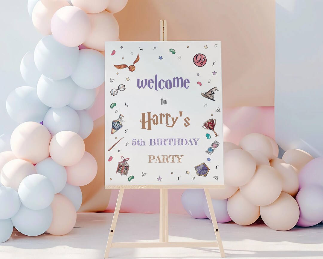 Editable Wizard Birthday Welcome Sign Template: Kids Party Decor ...