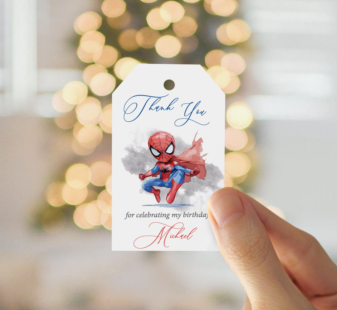 Editable Tag Template, Spiderman Birthday Gift Tag, Instant Download ...