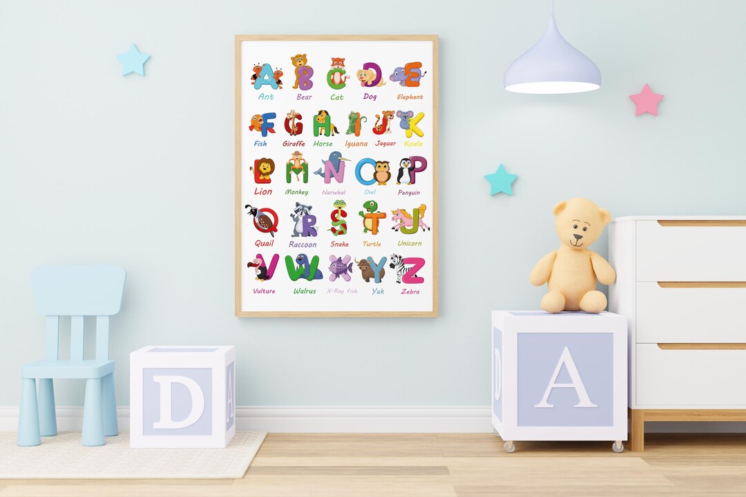 Animal Alphabet Poster, Printable Wall Art, Educational ABC Poster ...