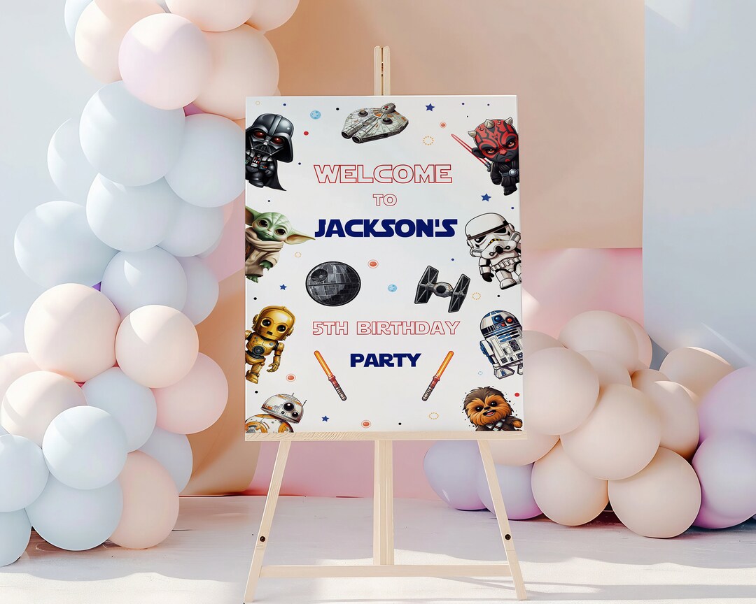 Editable Star Wars Birthday Welcome Sign: Printable Kids Party (digital ...