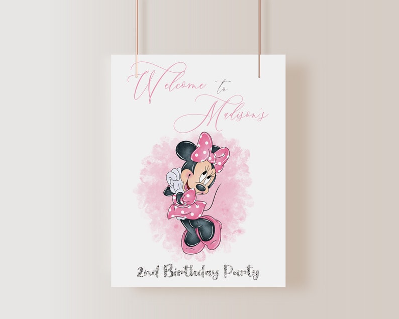 Editable Minnie Mouse Birthday Welcome Sign (digital Download) - Etsy