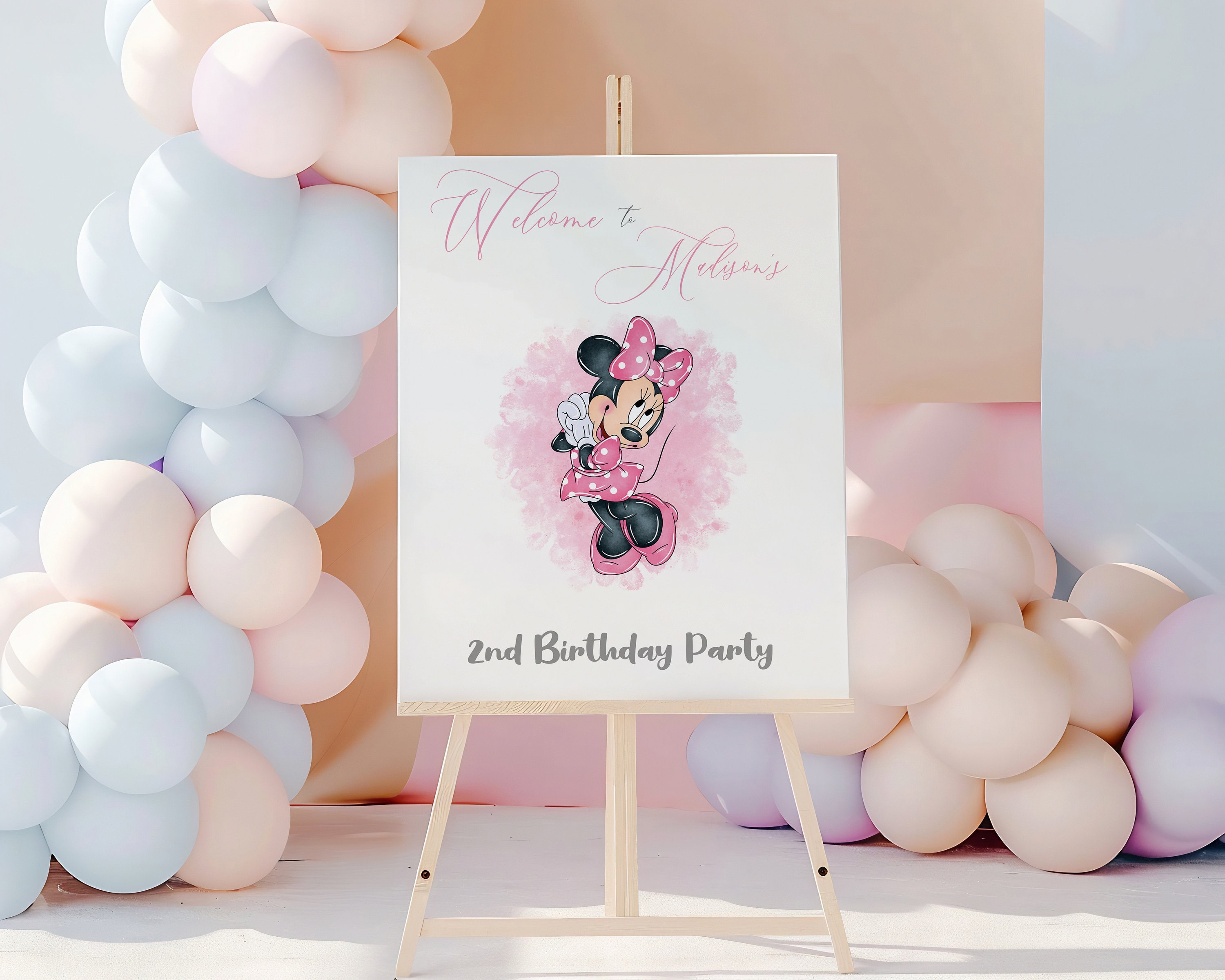 Editable Pink Minnie Mouse Birthday Invitation Bundle (digital Download ...