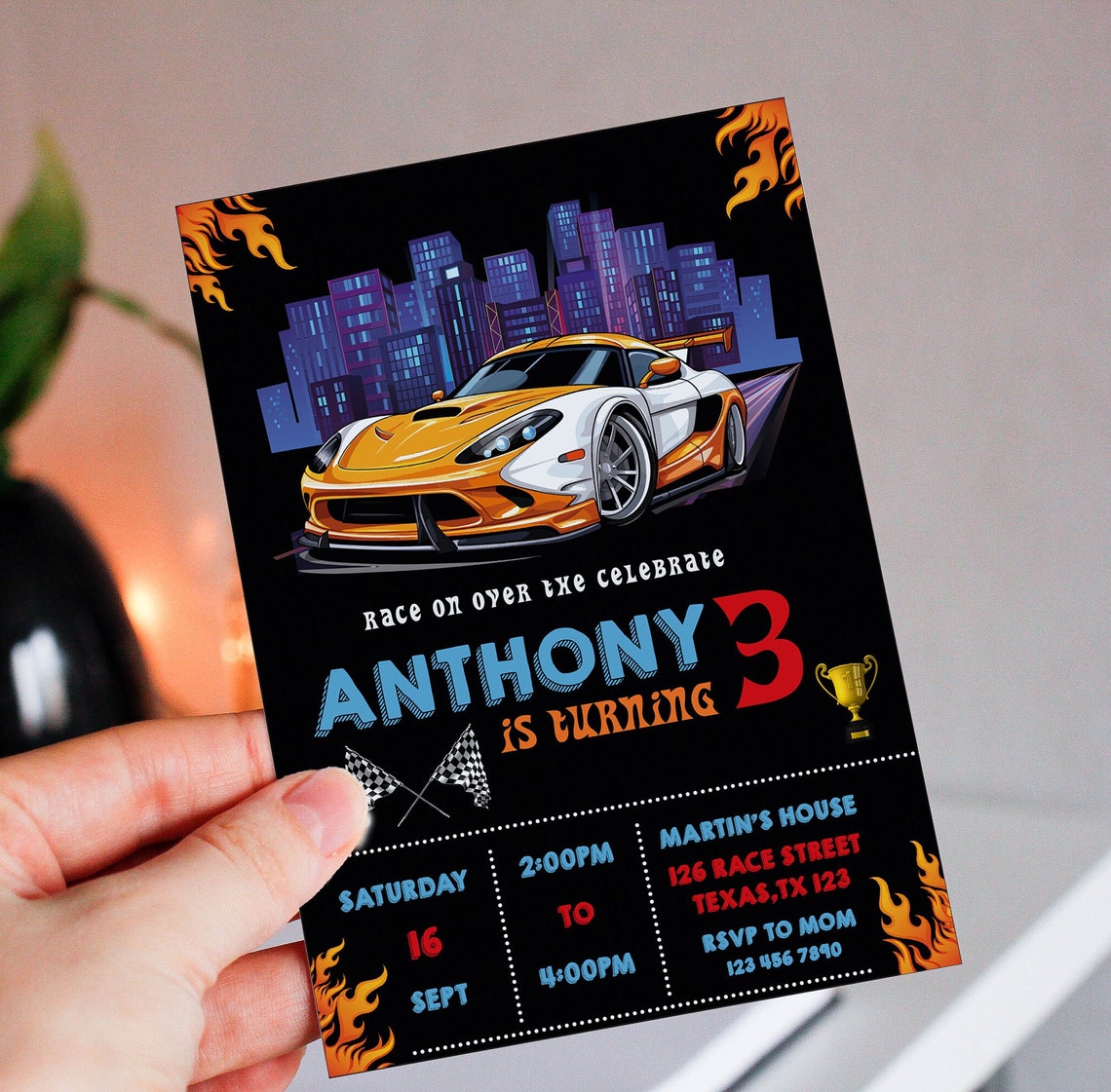 Editable Hot Cars Birthday Invitation, Wheels Birthday Digital ...
