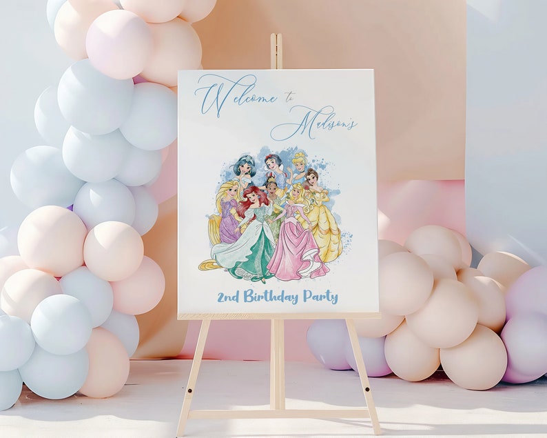 Editable Disney Princess Birthday Party Welcome Sign, Princess Party ...