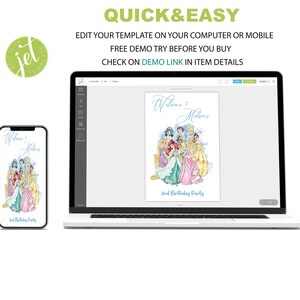 Editable Disney Princess Birthday Party Welcome Sign, Princess Party ...