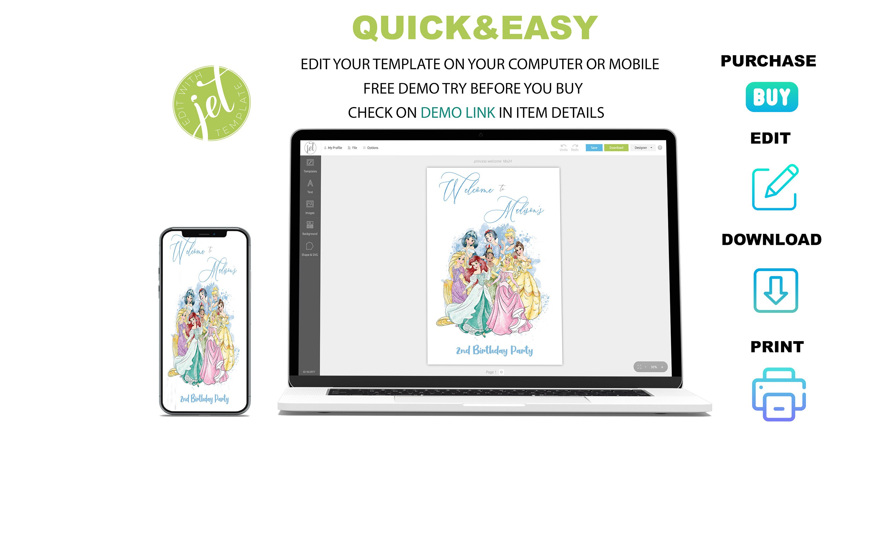 Editable Disney Princess Birthday Party Welcome Sign, Princess Party ...