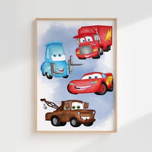 Personalized Cars Wall Art for Boys Room, Custom Name Cars Decor, Set ...