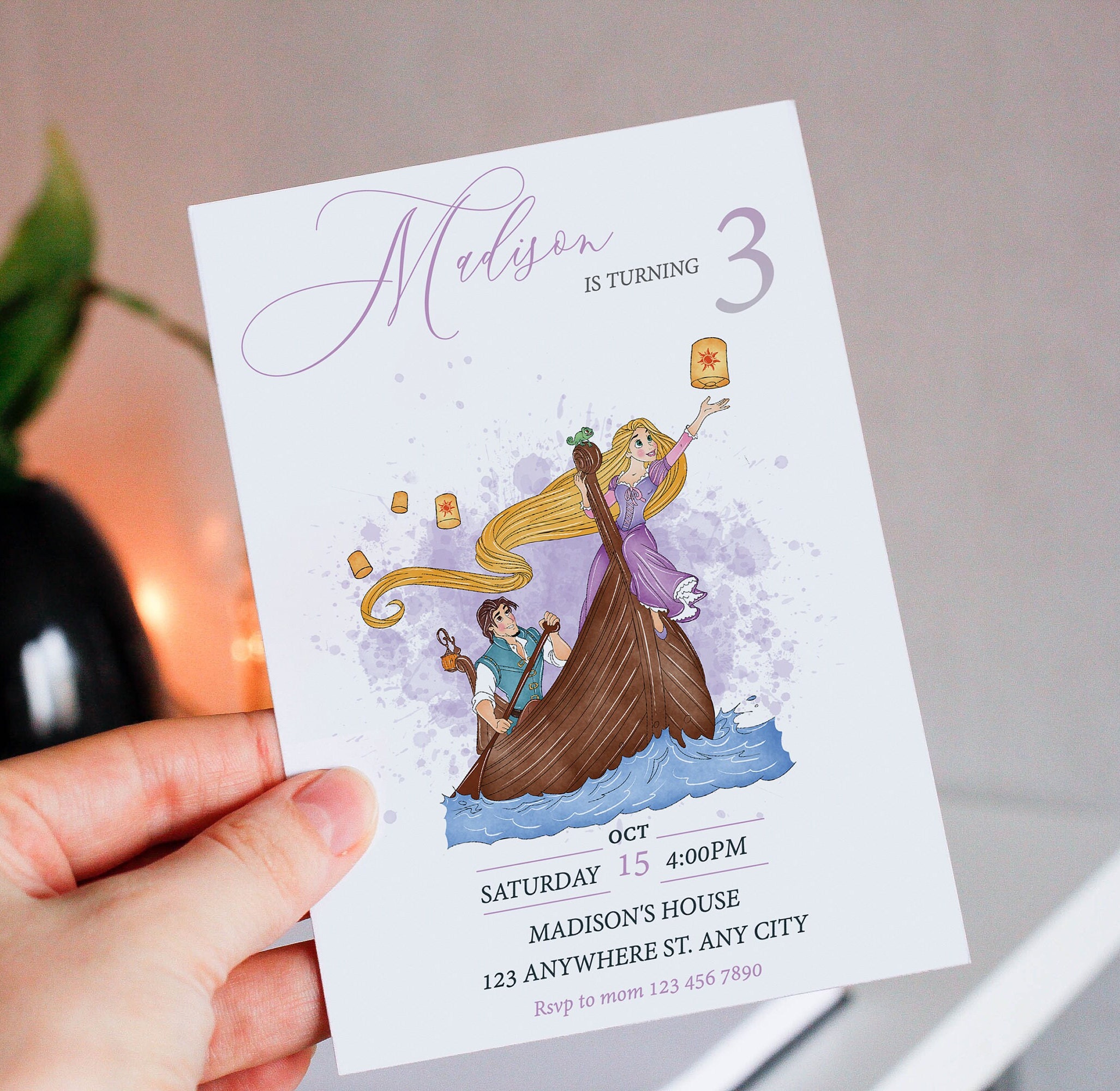 Editable Tangled Birthday Invitation: Watercolor Princess Party ...