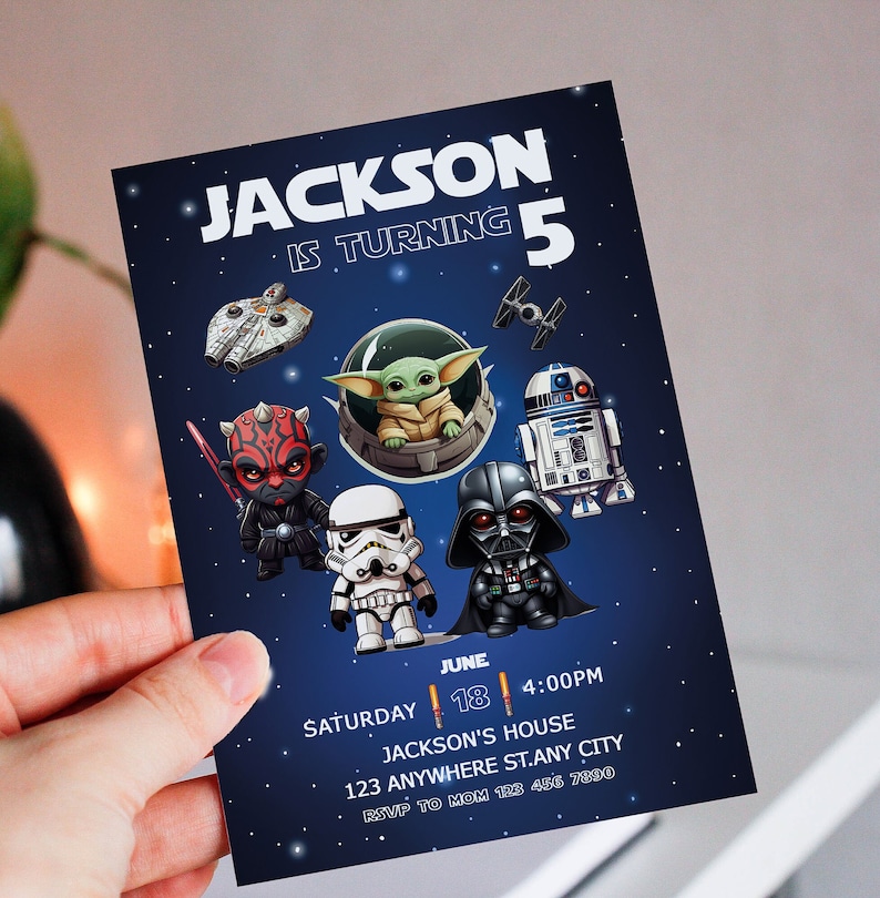 Editable Star Wars Birthday Invitation Template, Printable Birthday ...
