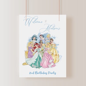 Editable Disney Princess Birthday Party Welcome Sign, Princess Party ...