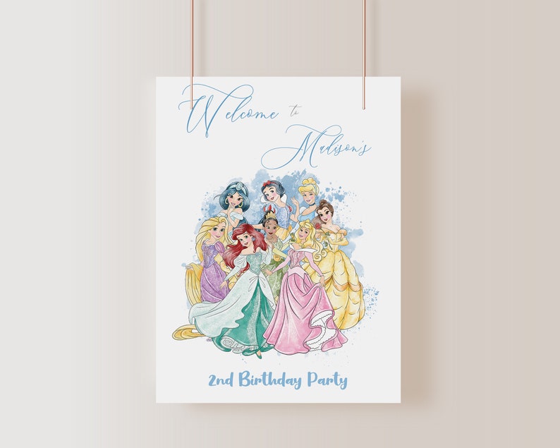 Editable Disney Princess Birthday Party Welcome Sign, Princess Party ...